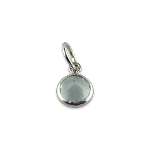 Aquamarine Charm 5mm Round Handmade In 14k White Gold