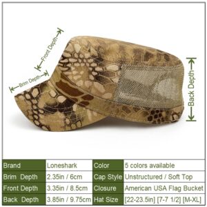 Loneshark Camo Army Cap Cadet Army Cap Basic Everyday Military Style Hat Men Women's Military Cadet Cap Hat US Military Cadet Hat Patrol Hat Rank OCP Cadet Cap Waterproof Adjustable Desert Highland