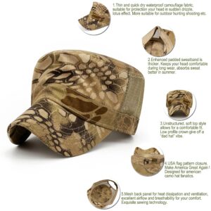 Loneshark Camo Army Cap Cadet Army Cap Basic Everyday Military Style Hat Men Women's Military Cadet Cap Hat US Military Cadet Hat Patrol Hat Rank OCP Cadet Cap Waterproof Adjustable Desert Highland