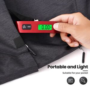 BAGAIL Digital Luggage Scale,110lbs Hanging Baggage Scale with Backlit LCD Display,Portable Suitcase Weighing Scale,Travel Luggage Weight Scale with Hook,Strong Straps for Travelers.(Red with Temp）