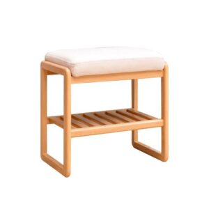 aybihous3 natural solid wood shoe bench, beech wood storage rack organizer with high rebound sponge cushion