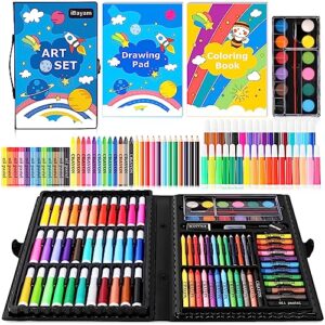 iBayam Art Supplies, 149-Pack Drawing Kit Painting Art Set Art Kits Gifts Box, Arts and Crafts for Kids Girls Boys, with Coloring Book, Crayons, Pastels, Pencils, Watercolor Pens & Cakes