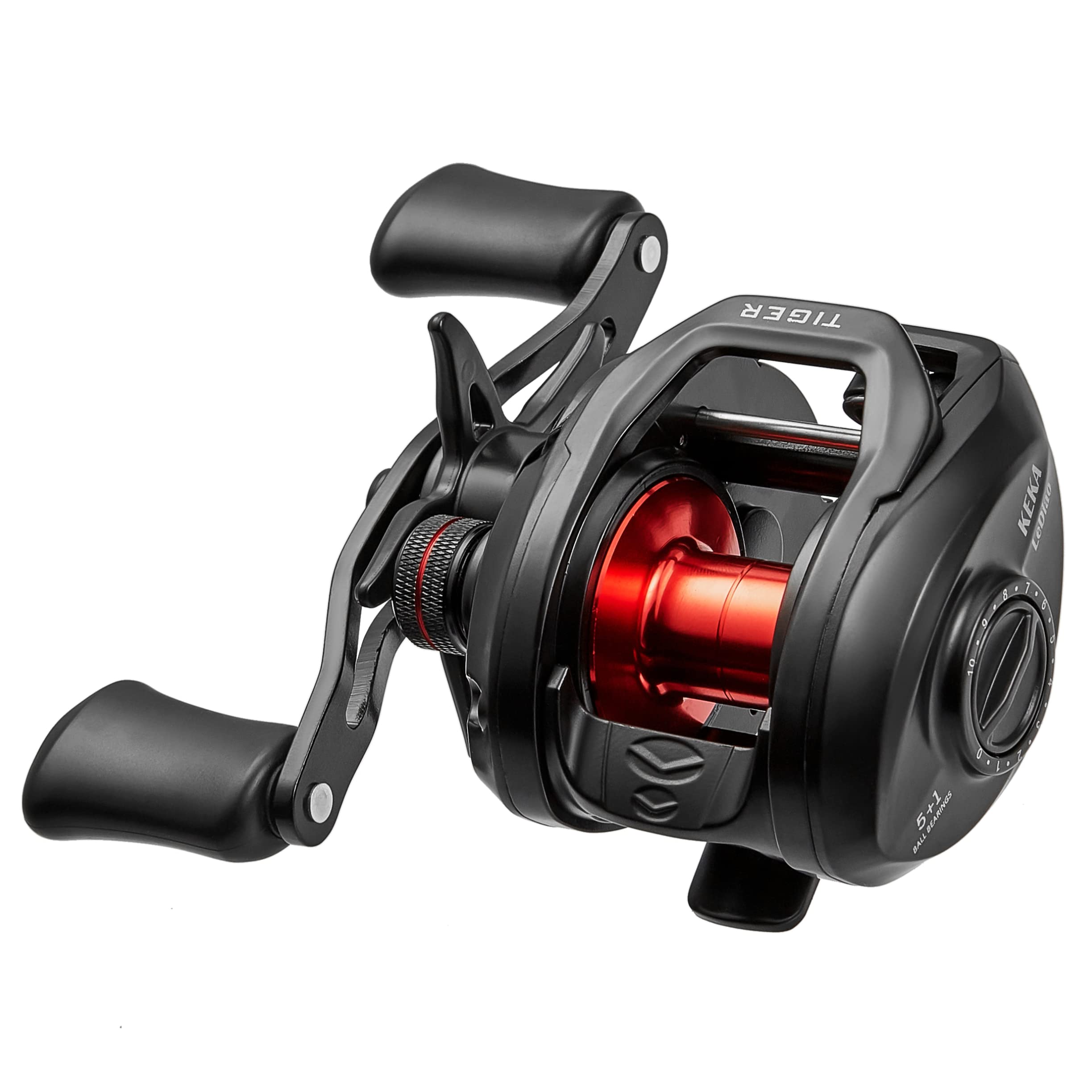 Baitcasting Reel Dual Brakes Lightweight 7.1:1 High Speed Gear Ratio 6 Stainless Steel Ball Bearings Baitcaster (Left Hand)