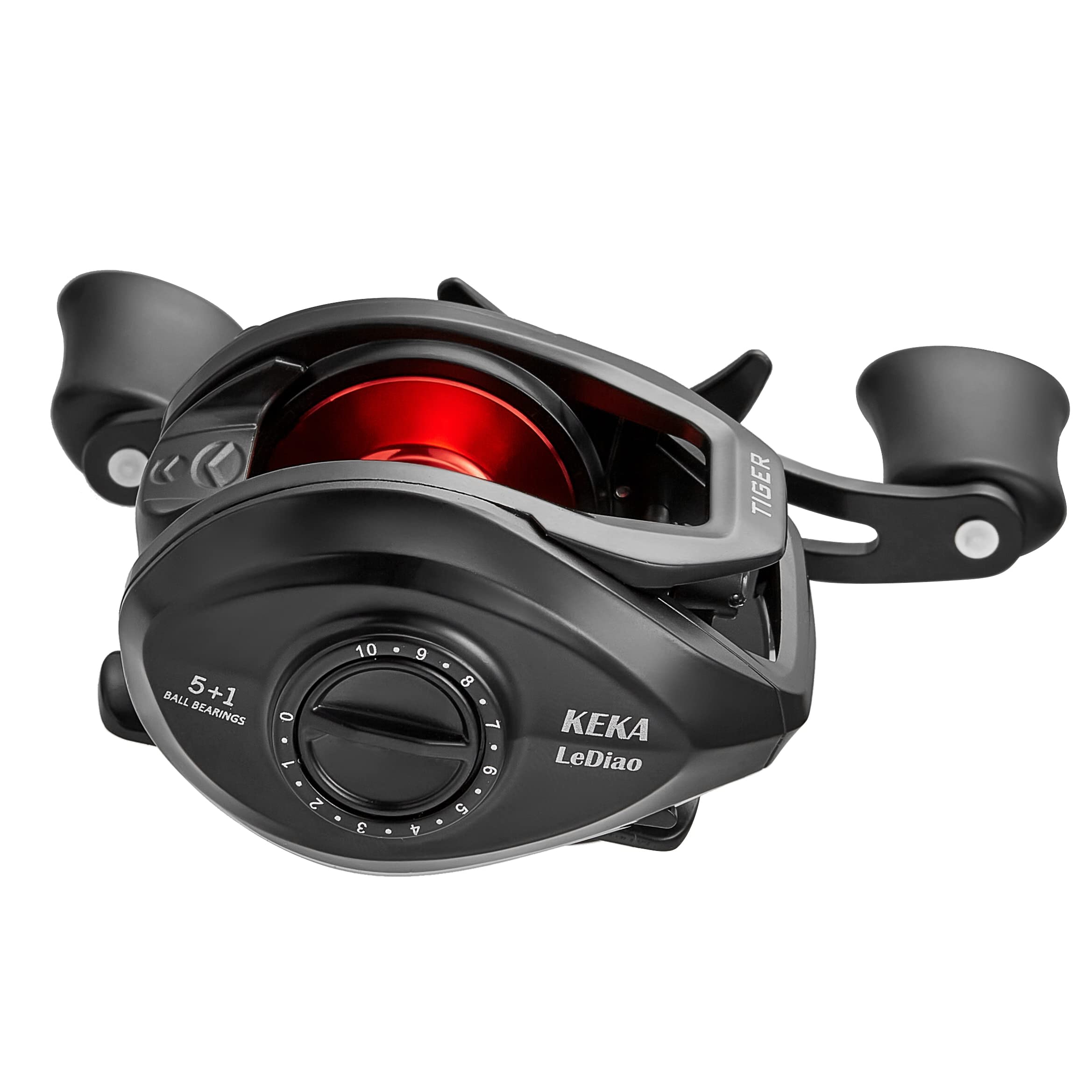 Baitcasting Reel Dual Brakes Lightweight 7.1:1 High Speed Gear Ratio 6 Stainless Steel Ball Bearings Baitcaster (Left Hand)