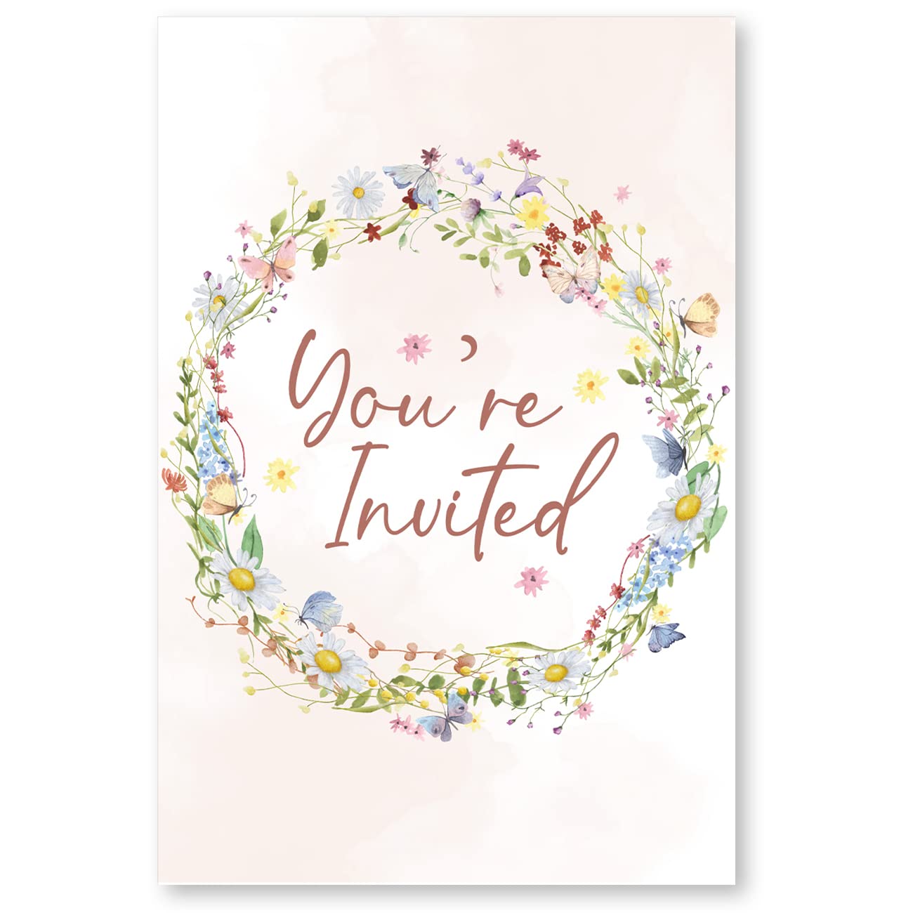 Soiceu Wildflower Garden Party Invitations with Envelopes Set of 20 Watercolor Wildflower Birthday Party Invites Fill in Blank