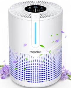 air purifiers for bedroom home 430 sq.ft, mooka h13 hepa filter small portable air purifier with usb cable fragrance sponge for smokers pollen pets dust odors, desktop air cleaner for car rv, m01