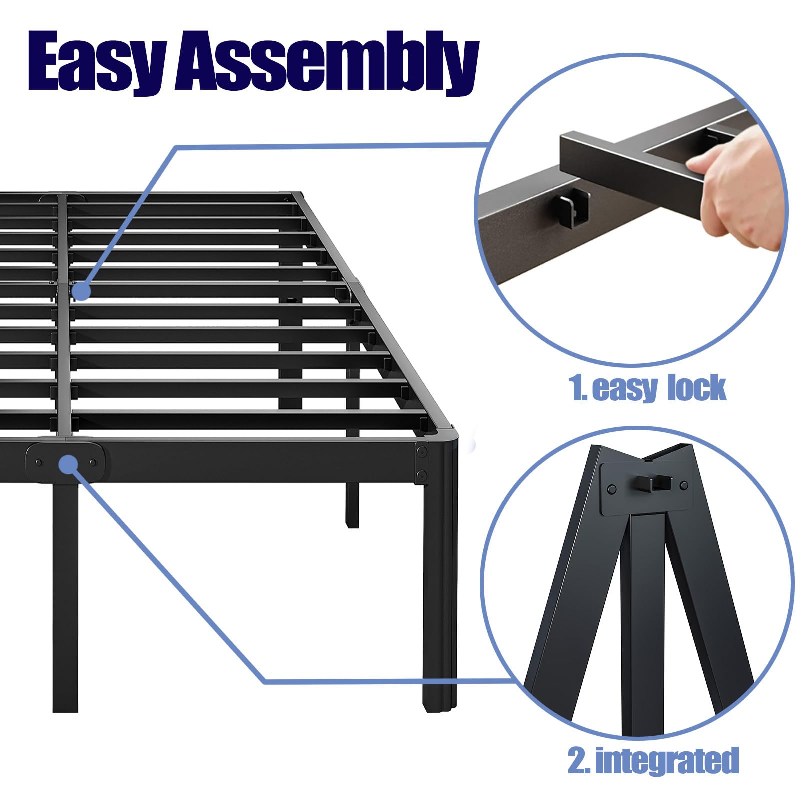 Hunlostten 12" Full Size Bed Frame No Box Spring Needed, Heavy Duty Metal Platform Bed Frame Full with Round Corners, Easy Assembly, Noise Free, Black