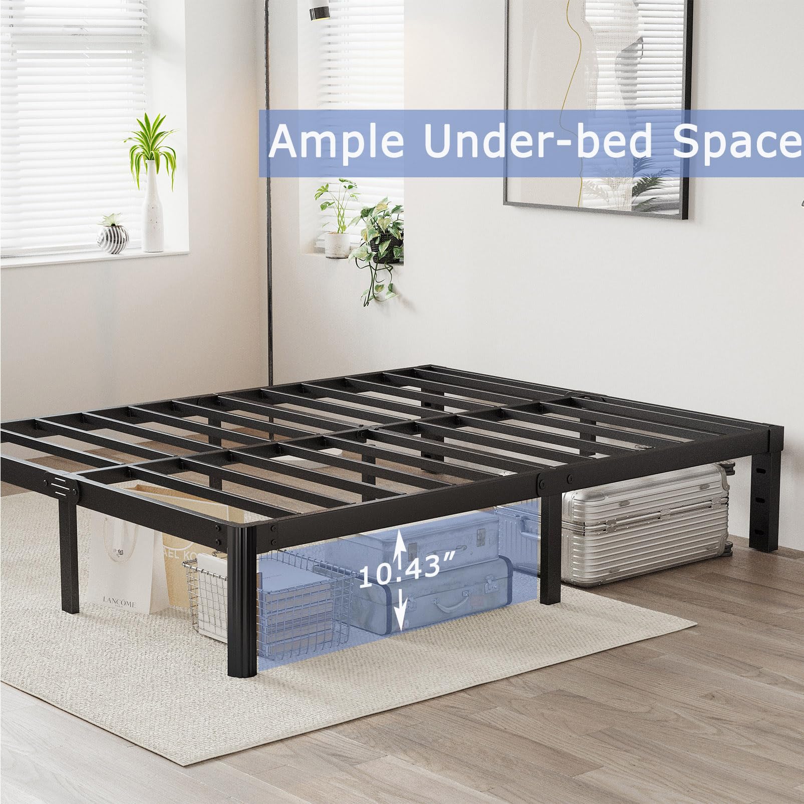 Hunlostten 12" Full Size Bed Frame No Box Spring Needed, Heavy Duty Metal Platform Bed Frame Full with Round Corners, Easy Assembly, Noise Free, Black