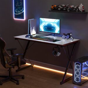 CubiCubi Gaming Desk 32 Inch PC Computer Desk, Home Office Desk Table Gamer Workstation, Simple Game Table, White