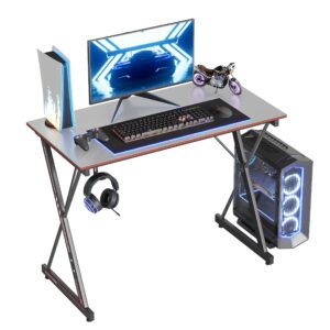 cubicubi gaming desk 40 inch pc computer desk, home office desk table gamer workstation, simple game table, gray