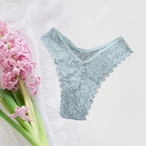 Underwear Women Sexy Lace Thongs Underwear Women Naughty for Sex Low Rise Floral Lace T-Back Thong Breathable Stretch Soft Oversize Panties No Show Underwear for Women Light Blue