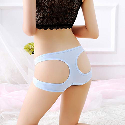 Underwear Women G String Thongs for Women Low Rise Cotton Comfortable T-Back Tangas Breathable Solid Color Cutout Cheeky Hipster Underwear Womens Underwear Cotton Blue