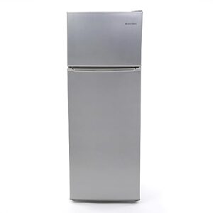 west bend apartment refrigerator freestanding slim design full fridge with top freezer for condo, house, small kitchen use, 7.4-cu.ft, metallic