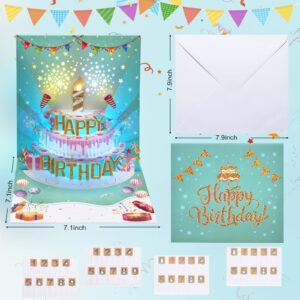 VIVIKEN Musical Birthday Cards, 3D Pop Up LIGHT Blowable Cake Happy Birthday Cards with Music and Cheers Sound, Funny Popup Greeting Card Birthday Gifts for Kids, Women, Men, Daughter, Mom