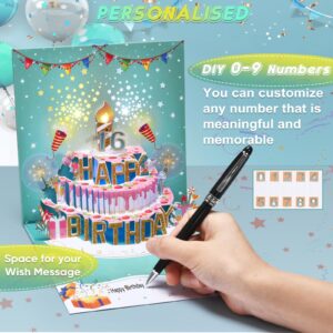 VIVIKEN Musical Birthday Cards, 3D Pop Up LIGHT Blowable Cake Happy Birthday Cards with Music and Cheers Sound, Funny Popup Greeting Card Birthday Gifts for Kids, Women, Men, Daughter, Mom