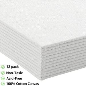 MaxGear Canvases for Painting 8"x10", 12 Pack Painting Canvas Panels, 100% Cotton Blank Flat Art Canvases for Painting for Acrylics Oil Watercolor Tempera Paints