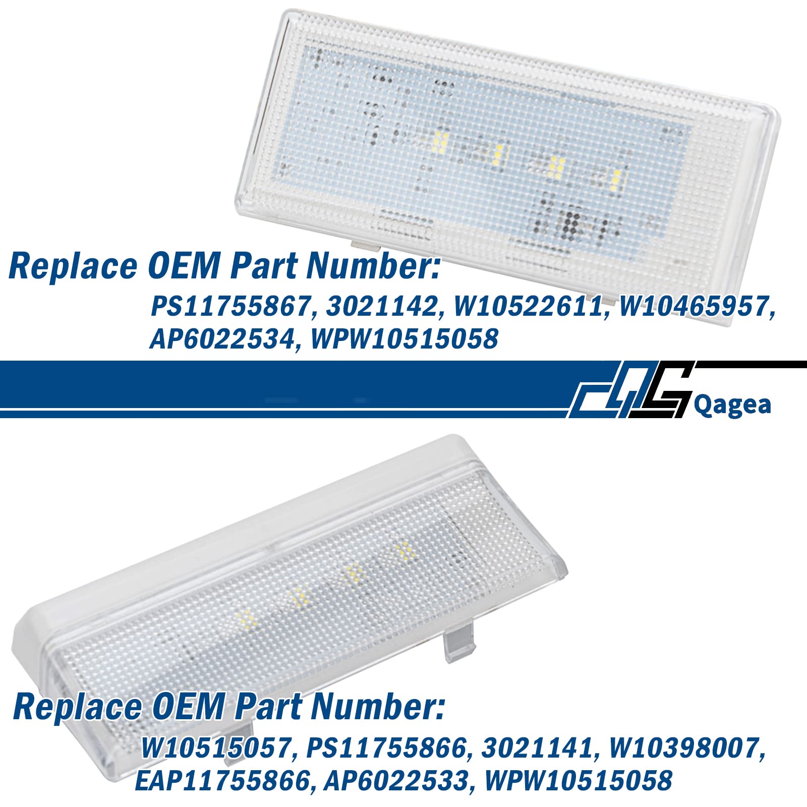 Refrigerator LED Light 1 Pcs W10515058 & 2 Pcs W10515057 Compatible with Kenmore Maytag Whirlpool KitchenAid, Fridge Freezer LED Light Replace AP6022533, AP6022534, PS11755867, PS11755866, 3021142