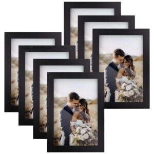 4x6 picture frame set of 7, wood photo frames for 4x6 pictures wall gallery black 4x6 frames tabletop or wall mount display for prints, photos, paintings, landscape and kids artwork (black)