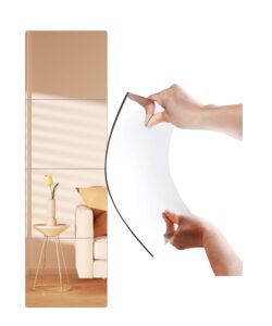 amassmile® wall mirror full length 12'' x 10'' x 4pcs self adhesive acrylic mirror tiles shatterproof 2mm thick mirror stickers gym mirrors for home gym door mirror make up mirror for bedroom