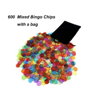 JUNWRROW Deluxe Bingo Game Set-includes Bingo Cage,600 Colorful Bingo Chips with a Bag,100 Mixed Bingo Cards,75 Calling Balls with a Bag,Plastic Master Board-Ideal for Large Groups, Parties