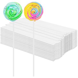 lollipop sticks,500 pieces white paper treat lollipop sticks lollipop treat sticks sucker stick for cake topper,rainbow candy, cake pops chocolate (11.8 inch)