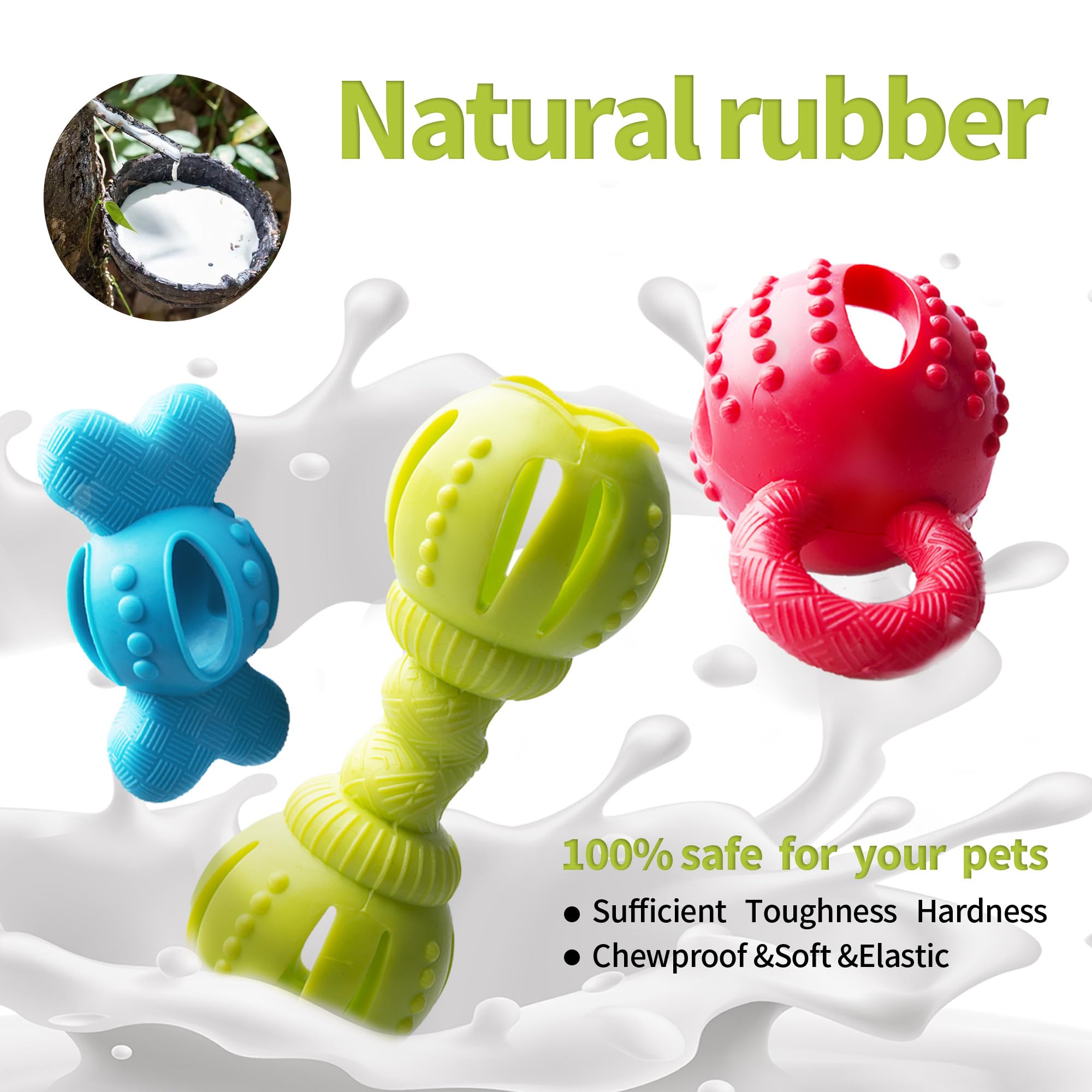 SPOFLY Set of 3 Dog Chew Toys for Small Meduium Large Breed, Interactive Dog Toys, Fun-Filled Treat Dispenser for Yak Cheese Dog Chews