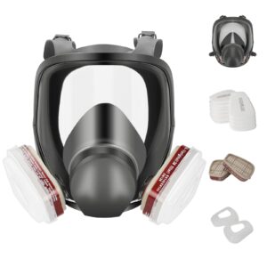 rzhsmdm full face respirator mask reusable, 19 in 1 gas mask with filters, for paint, against dust, decoration, car spraying, sanding, cutting and other work protection