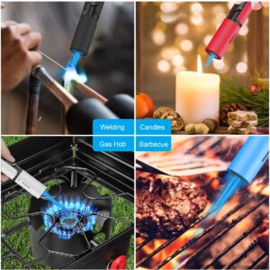 Torch Lighters, 4 Pack, Butane Lighters, Adjustable Flame Windproof Butane Refillable Gas, Long Lighters for Candle, Grill, BBQ, Fireworks, Camping (Butane Not Included)