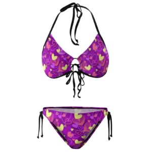 Shapes Love Themed Women's Bikinis Sets Halter String Triangle 2 Piece Sexy Swimsuit Bathing Suits L