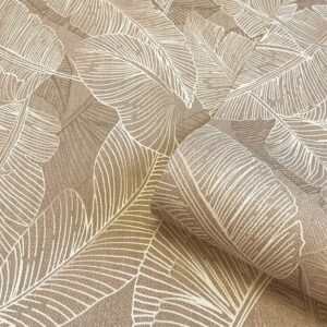 Belgravia Anaya Leaf Wallpaper - Modern Wallpaper for Living Room, Bedroom, Fireplace - Decorative Luxury Nature Wall Paper with Leaves Pattern, Subtle Sheen & Textured Finish (Taupe)