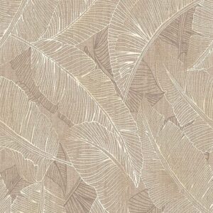 belgravia anaya leaf wallpaper - modern wallpaper for living room, bedroom, fireplace - decorative luxury nature wall paper with leaves pattern, subtle sheen & textured finish (taupe)