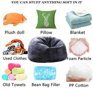 Giant Round Faux Fur Bean Bag Chair Cover - Ultra Soft and Fluffy, For Adults, Machine Washable (No Filler, Cover Only)