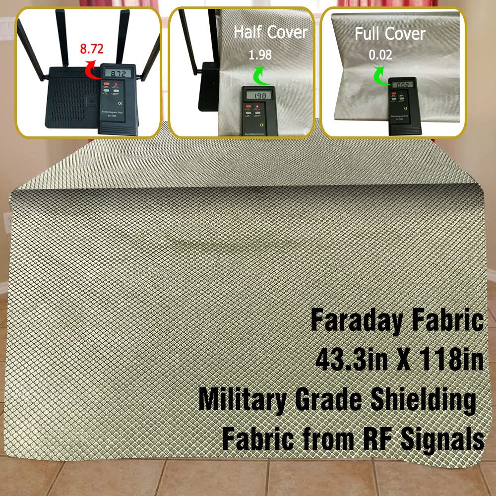 Fara day Fabric 43.3in * 118in, Conductive Fabric Made from Copper and Nickle Fara day Fabric, Military Grade Material DIY for Protection from Bad