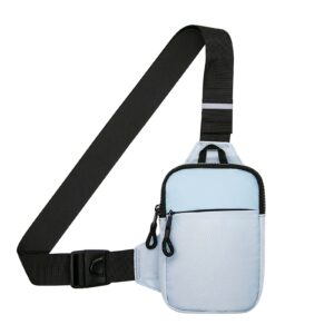 long keeper mini sling bag - men women small waterproof crossbody bag casual phone chest bag for travelling hiking (light blue)