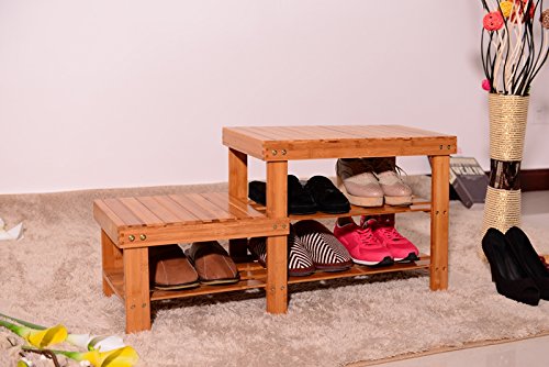 UDeuxff Shoe Rack Bench,3 Tiers Bamboo Stool Shoe Rack for Kids,Shoe Storage Organizer,90cm Shoe Bench Organizer Storage Entryway Bench for Entryway Bathroom Bedroom