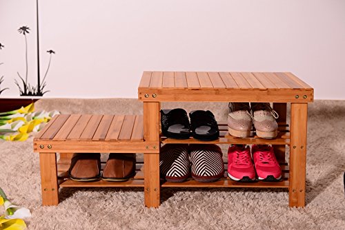 UDeuxff Shoe Rack Bench,3 Tiers Bamboo Stool Shoe Rack for Kids,Shoe Storage Organizer,90cm Shoe Bench Organizer Storage Entryway Bench for Entryway Bathroom Bedroom