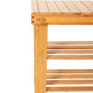 UDeuxff Shoe Rack Bench,3 Tiers Bamboo Stool Shoe Rack for Kids,Shoe Storage Organizer,90cm Shoe Bench Organizer Storage Entryway Bench for Entryway Bathroom Bedroom