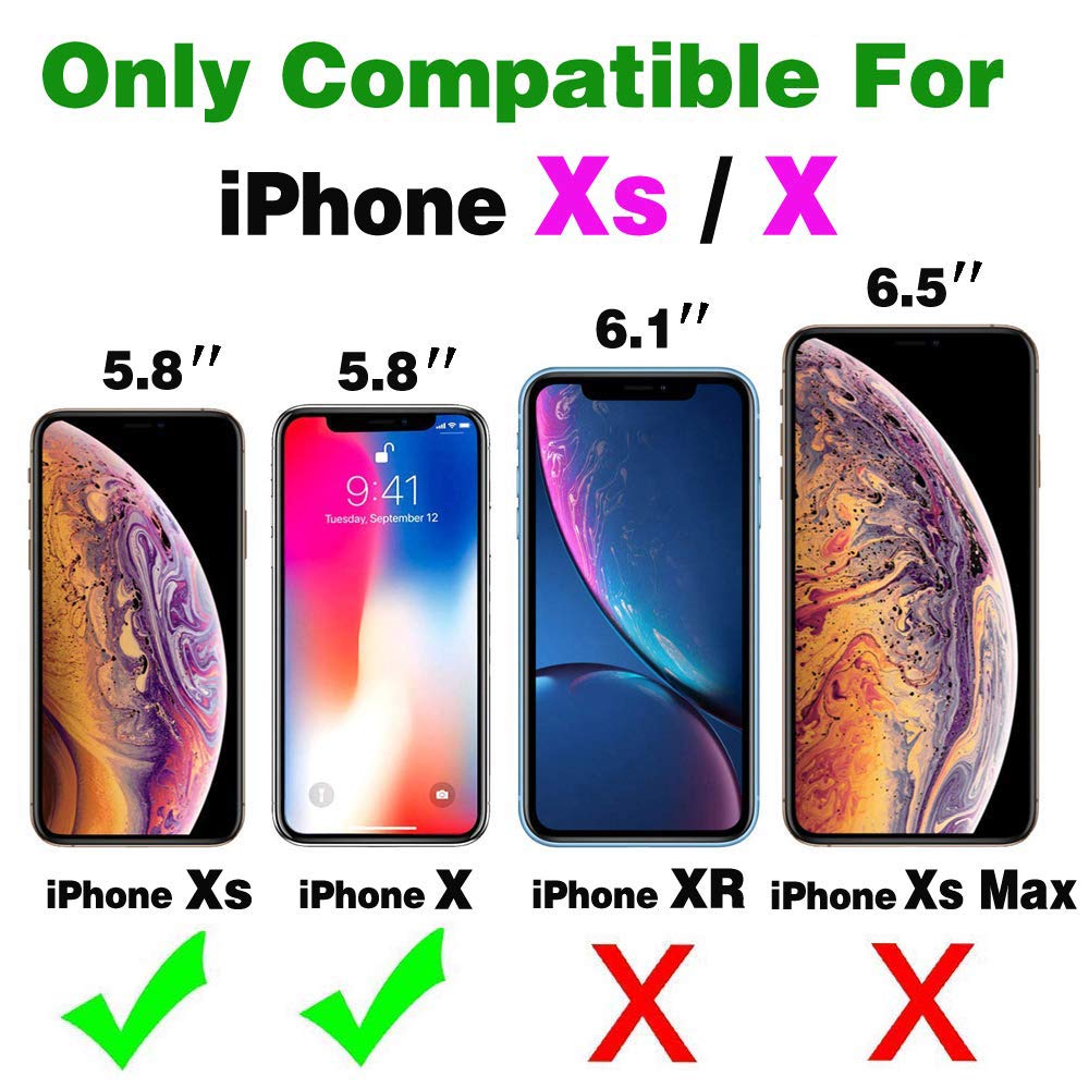 Phone Case for iPhone Xs X 10 10s with Tempered Glass Screen Protector Card Holder Wallet Cover Stand Flip Leather Cell iPhoneX iPhoneXs iPhone10 i PhoneX SX 10x 10xs X’s Cases Women Golden