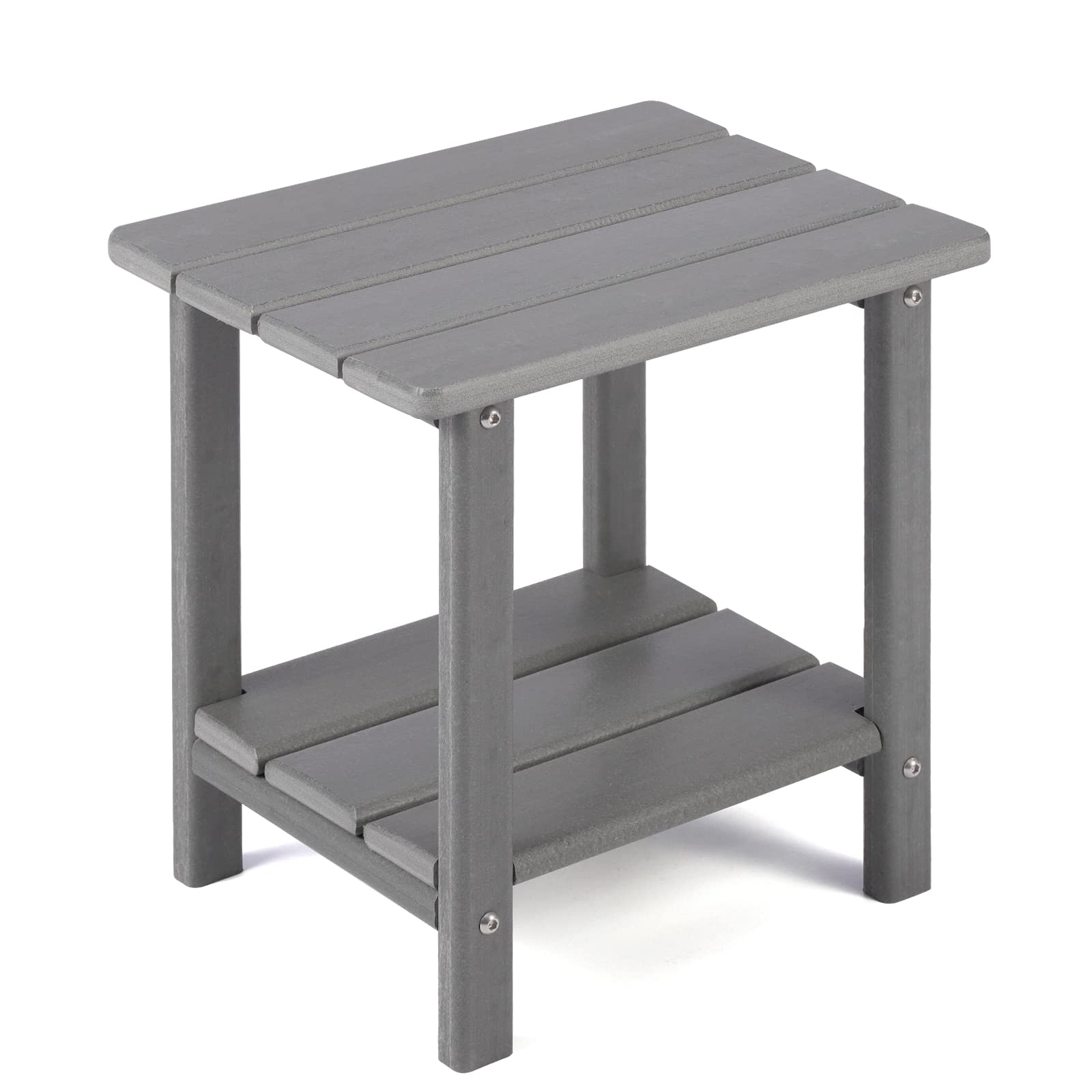 Apolimi Adirondack Outdoor Side Table, 2-Tier Sturdy Patio End Table Weather Resistant, 16.5" Solid Side Table for Patio, Pool, Porch (Grey)