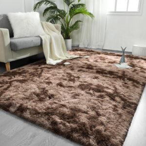 flydoit 8x10 feet large area rugs for living room, tie-dyed coffee shaggy rug fluffy throw carpets, ultra soft plush modern indoor fuzzy rugs for bedroom girls kids nursery room dorm home decor