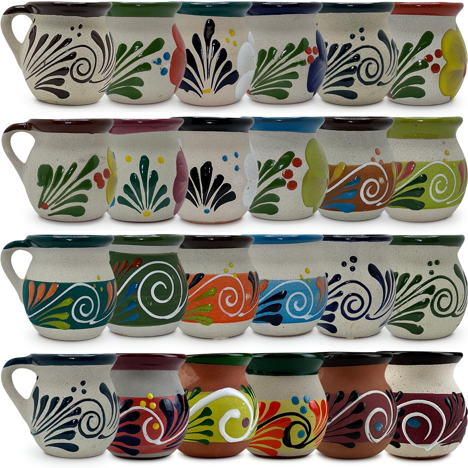 FFX Artesania Mexican Terracotta Coffee Mugs 1 PACK Clay Cups Tazas Para Cafe de Barro Artisan Made EACH MUG UNIQUE Hand Painted Terracotta Cocktail Glasses Tea Decor