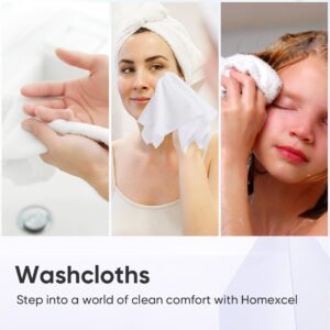 HOMEXCEL Microfiber Washcloths 24 Pack, Highly Absorbent and Soft Face Towel, Multi-Purpose White Wash Cloths for Bathroom, Hotel, Spa, Gym, and Kitchen, 12x12 Inch