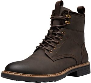 vostey boots for men casual waterproof mens boots retro lace up motorcycle boots(bmy8039a brown 10.5)