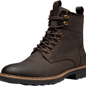 Vostey Boots for Men Casual Waterproof Mens Boots Retro Lace Up Motorcycle boots(BMY8039A brown 10.5)