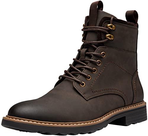 Vostey Boots for Men Casual Waterproof Mens Boots Retro Lace Up Motorcycle boots(BMY8039A brown 10.5)