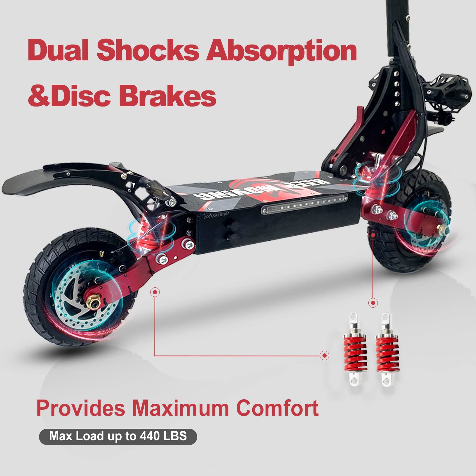 MetaMoov ZO01 PRO Electric Scooter Dual Motor 2400W Up to 42 MPH, 52V28AH Battery Range to 46 Miles Fast Sports Escooter 10" Off Road Tires Commuting Electric Scooter for Adults with Detachable Seat