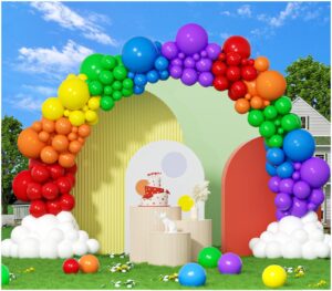 412pcs rainbow balloon arch kit assorted colors 18 12 10 5 inch, different sizes matte latex colorful balloons for baby shower birthday wedding party decorations