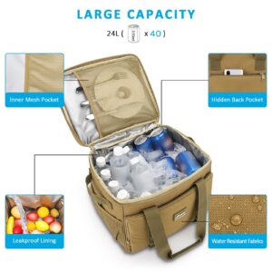 Soft Cooler Bag, Collapsible Soft Sided Cooler, 40 Cans Insulated Beach Cooler, Ice Chest, Large Leakproof Lunch Camping Cooler, 24L Travel Cooler for Grocery Shopping, Picnic, Fishing, Road Trip