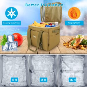 Soft Cooler Bag, Collapsible Soft Sided Cooler, 40 Cans Insulated Beach Cooler, Ice Chest, Large Leakproof Lunch Camping Cooler, 24L Travel Cooler for Grocery Shopping, Picnic, Fishing, Road Trip