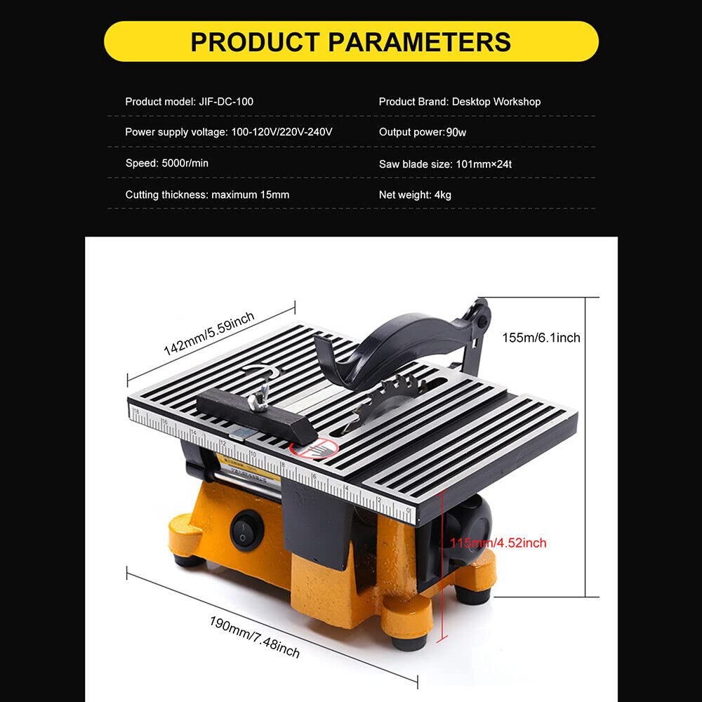 Xuthusman 4" Mini Table Saw Cutting Tool Architectural Modeling Tool DIY Manual Table Saw,With 2 Saw Blades, Suitable For Wood, Glass, Copper, Aluminum